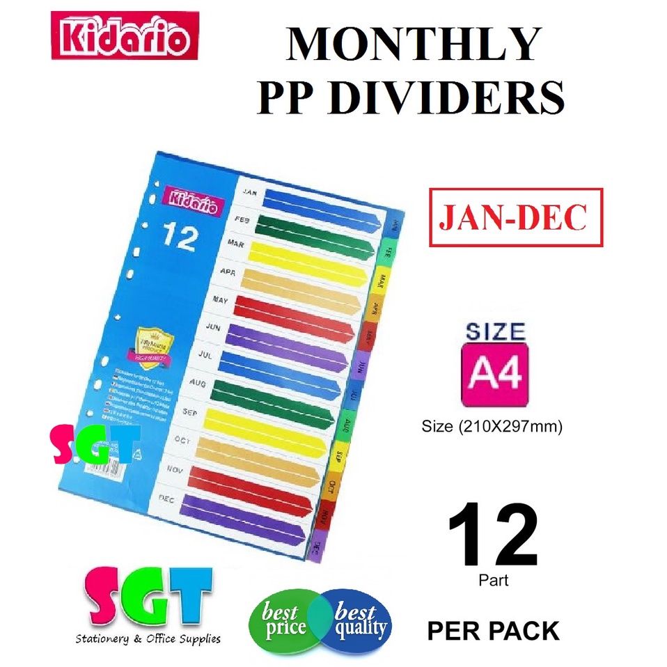KIDARIO Monthly PP Index Divider ( January - December ) | Shopee Malaysia