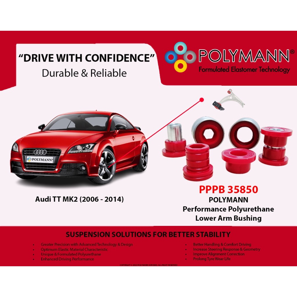 Polymann Audi TT MK2 (2006 - 2014) Front Lower Arm Polyurethane ...