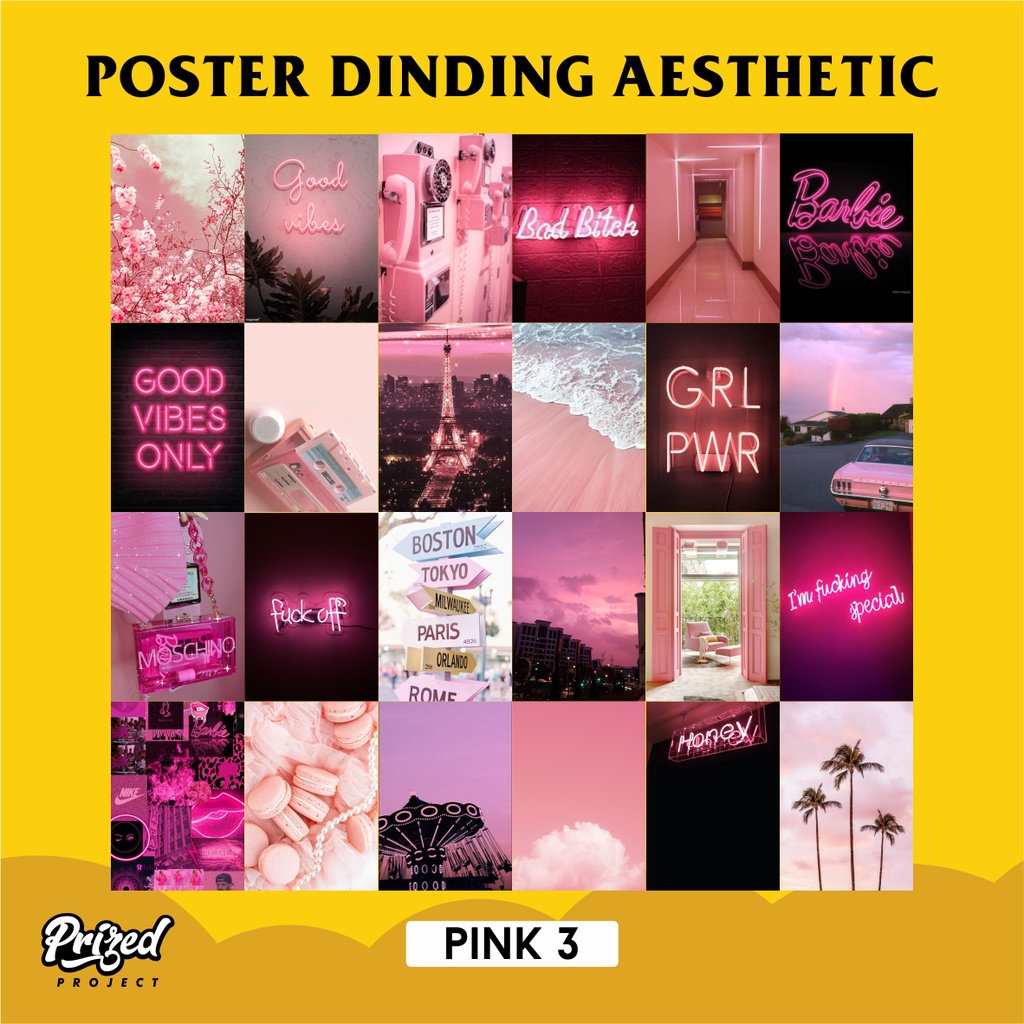Aesthetic Poster | Aesthetic Poster | Poster | Pink Poster Fill 24 Pcs ...