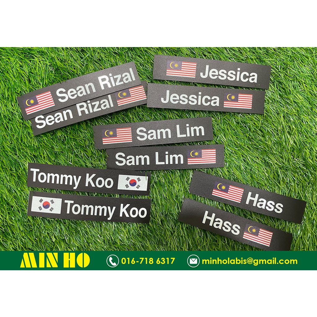 Flag Name Sticker (Custom Design) 1set 2pcs (UV Printing) | Shopee Malaysia