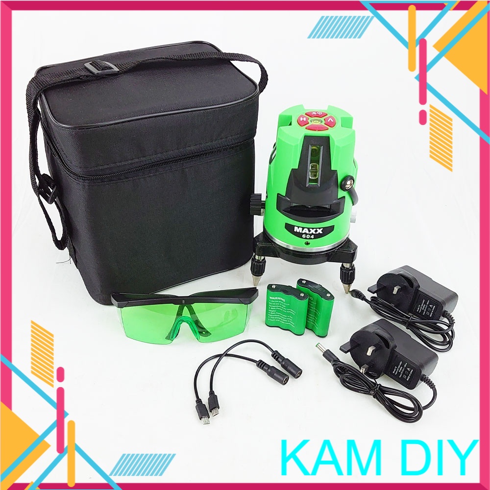 Laser Level 360° Rotation 2 set batteries &charger 5 Lines Laser Kit ...