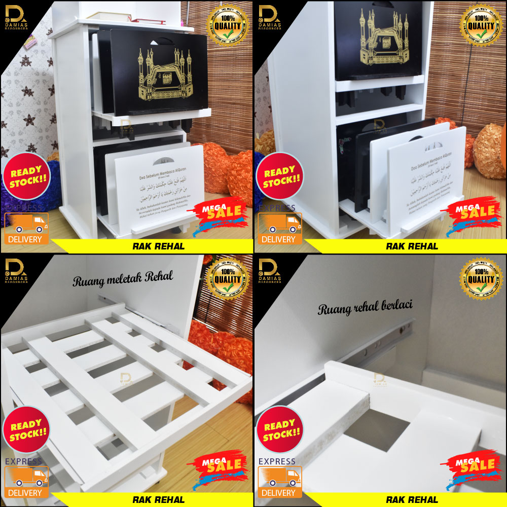 Cabinet Rak Susun Rehal Storage Beroda Mudah Alih Warna Putih Almari ...