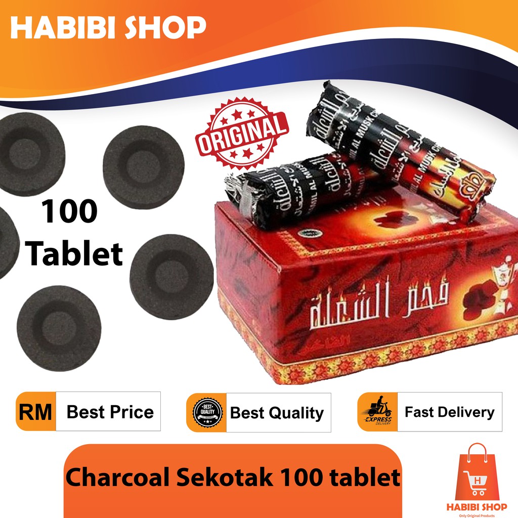 Charcoal Sekotak 100 tablet Arang Buloh Bamboo Charcoal untuk Bukhoor ...