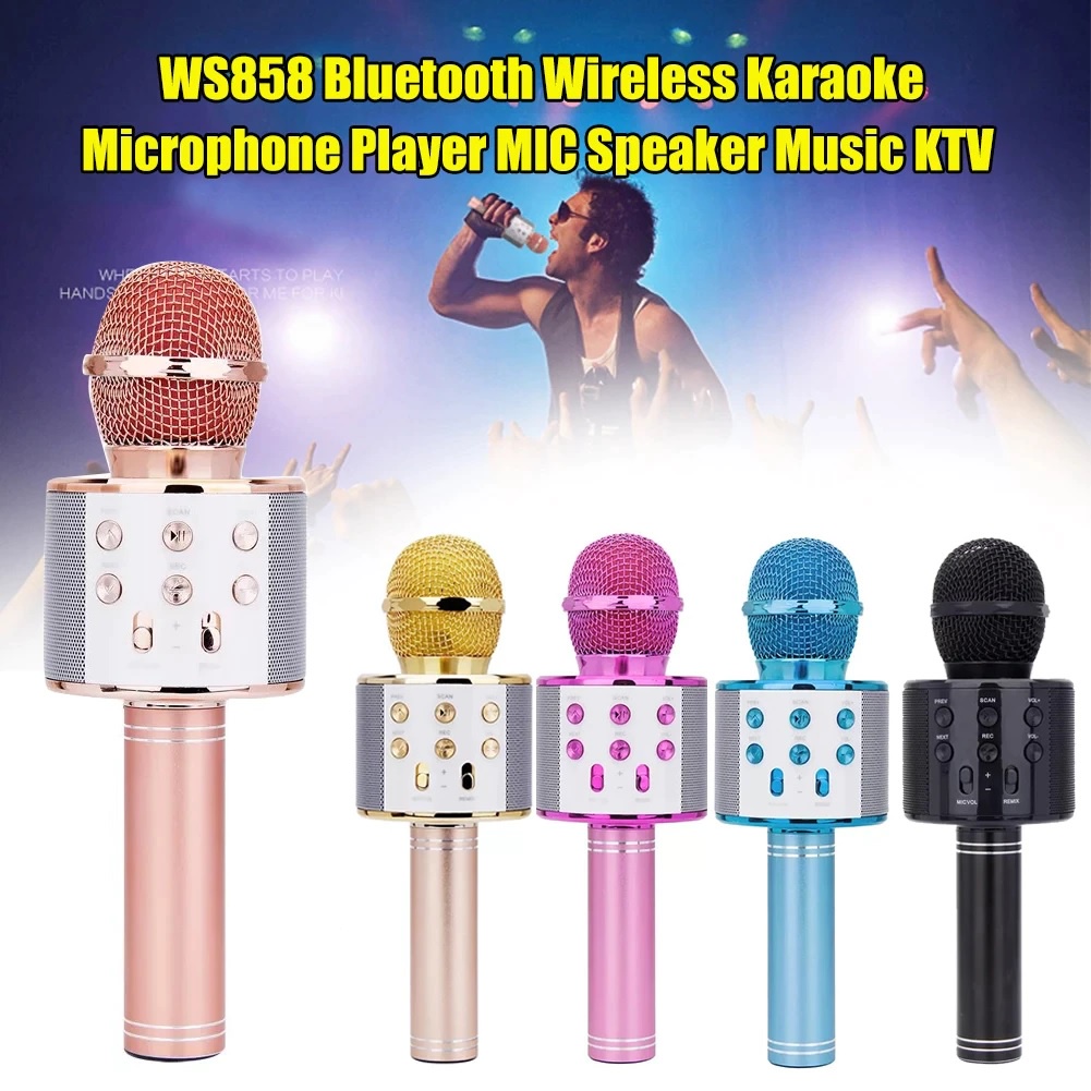 WS858 Wireless Karaoke Microphone Portable Bluetooth Mic Bluetooth Speaker For Music Singing KTV ...
