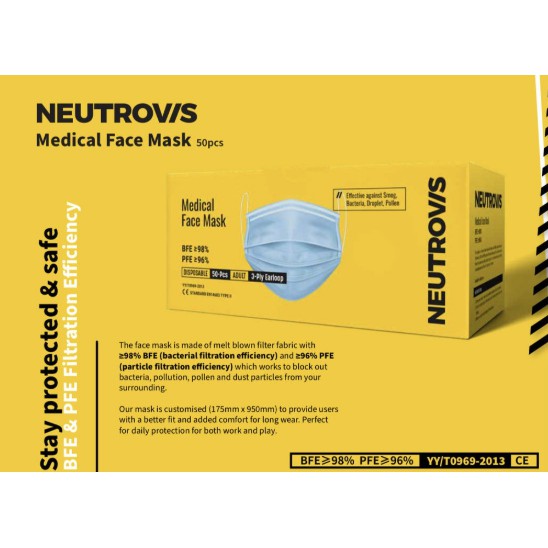 Neutrovis Adult 3ply Medical Face Mask 1Box (50's) | Shopee Malaysia