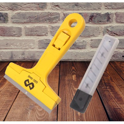 (1SET) WINDOW GLASS Scraper with 5pcs refill blade/ scraper cermin ...