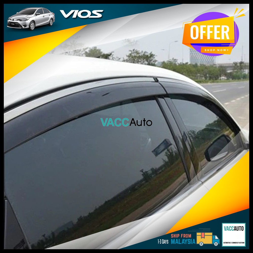 Toyota Vios Door Visor With Steel Chrome Lining Window Shield Deflector ...