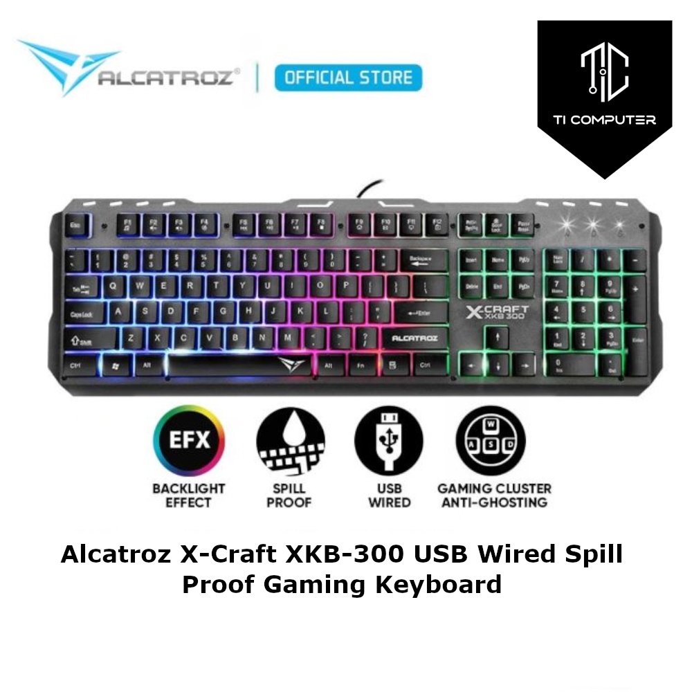 Alcatroz X-Craft XKB-300 USB Wired Spill Proof Gaming Keyboard | Shopee ...