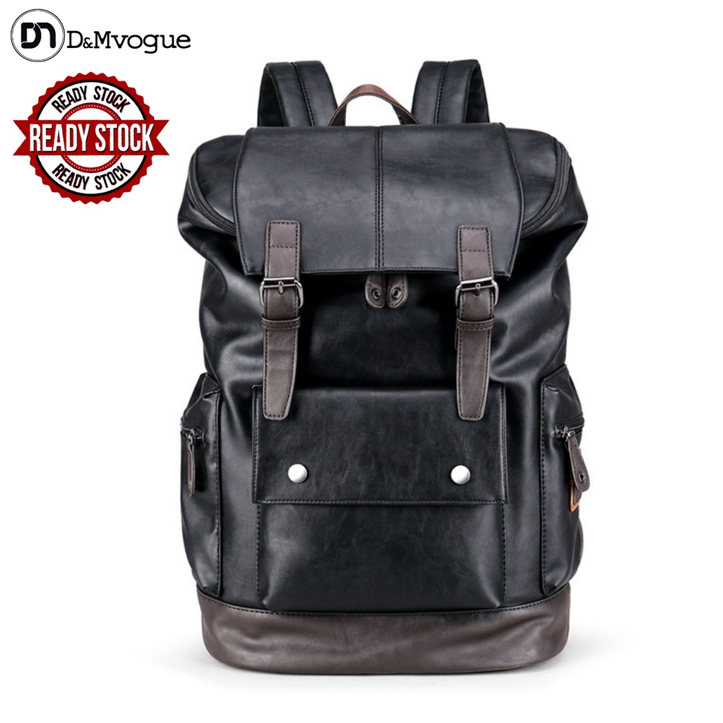 D&M Leather M2 Backpack Hidden Zip (24L) Double Strap Laptop School Bag ...