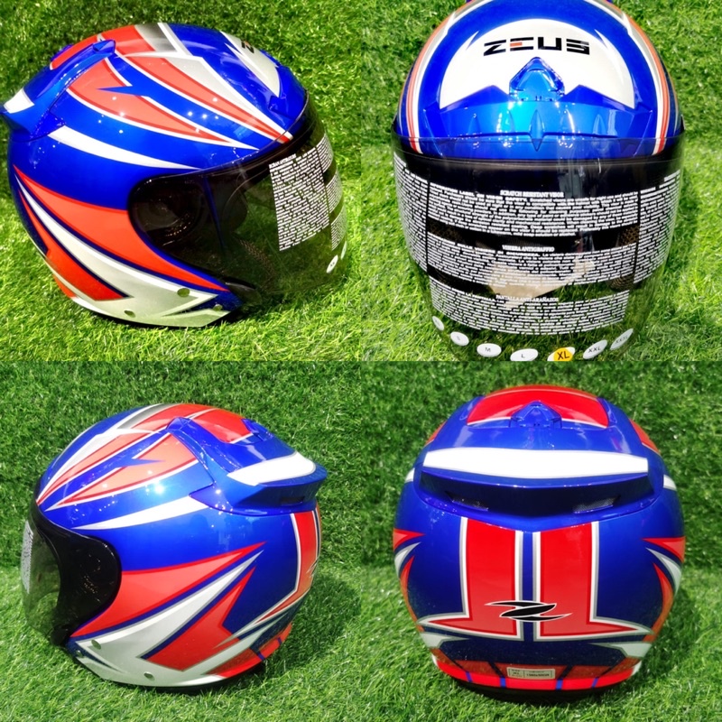 ZEUS YAMAHA BLUE RED GJ-609 OPEN FACE HELMET (WITH SMOKE VISOR ...