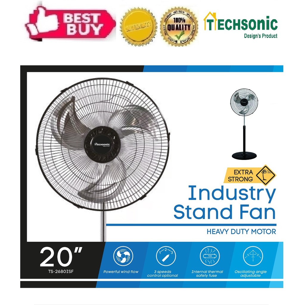 20" Industry Stand Fan (Metal) (Extra Strong) (Techsonic) | Shopee Malaysia