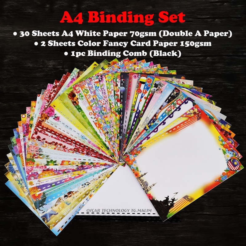 A4 Binding Set (Buku Folio/Buku Skrap) Binding Paper With Plastic Comb ...
