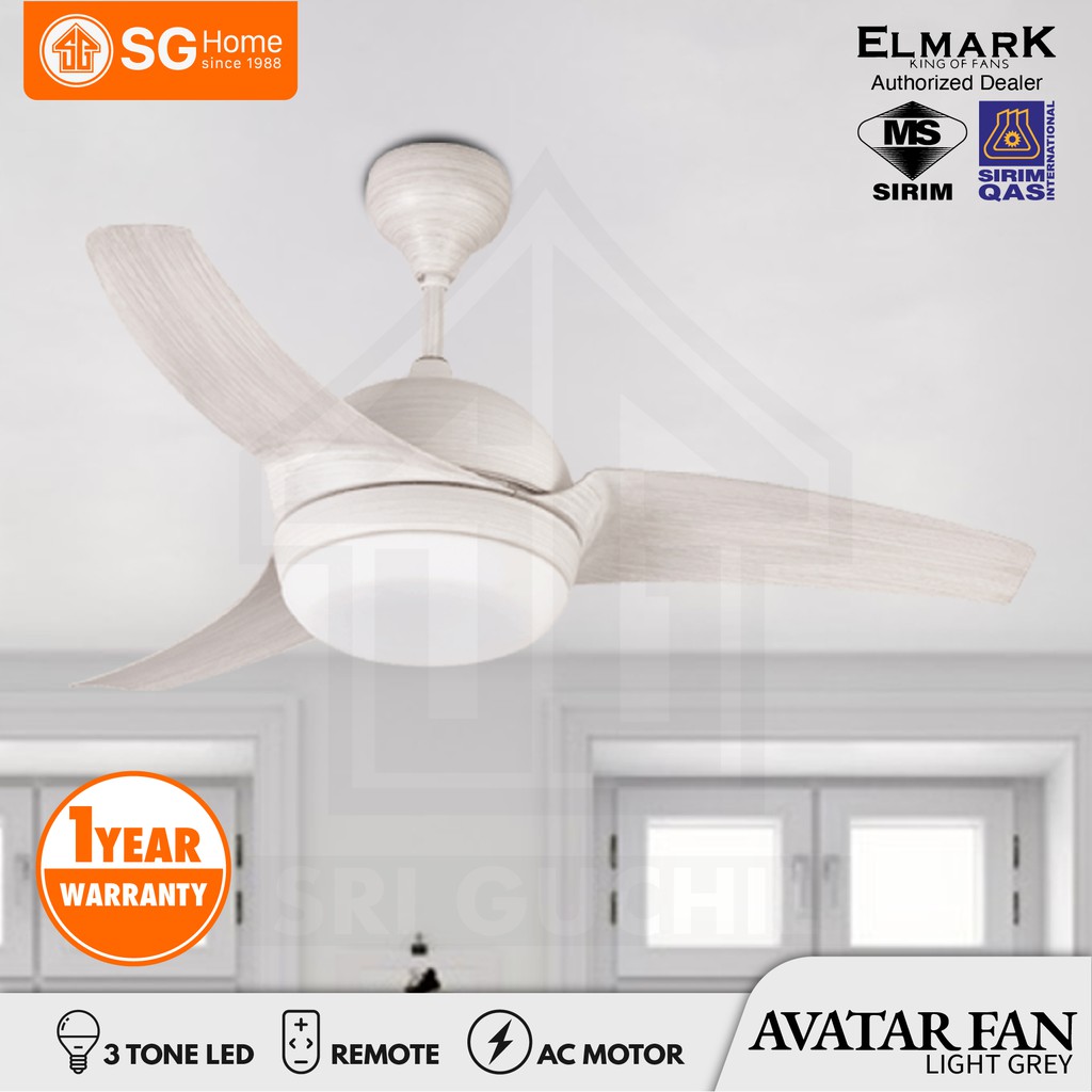 [READY STOCK] Elmark Avatar 42" (Light Grey) Remote Ceiling Fan With 3 ...