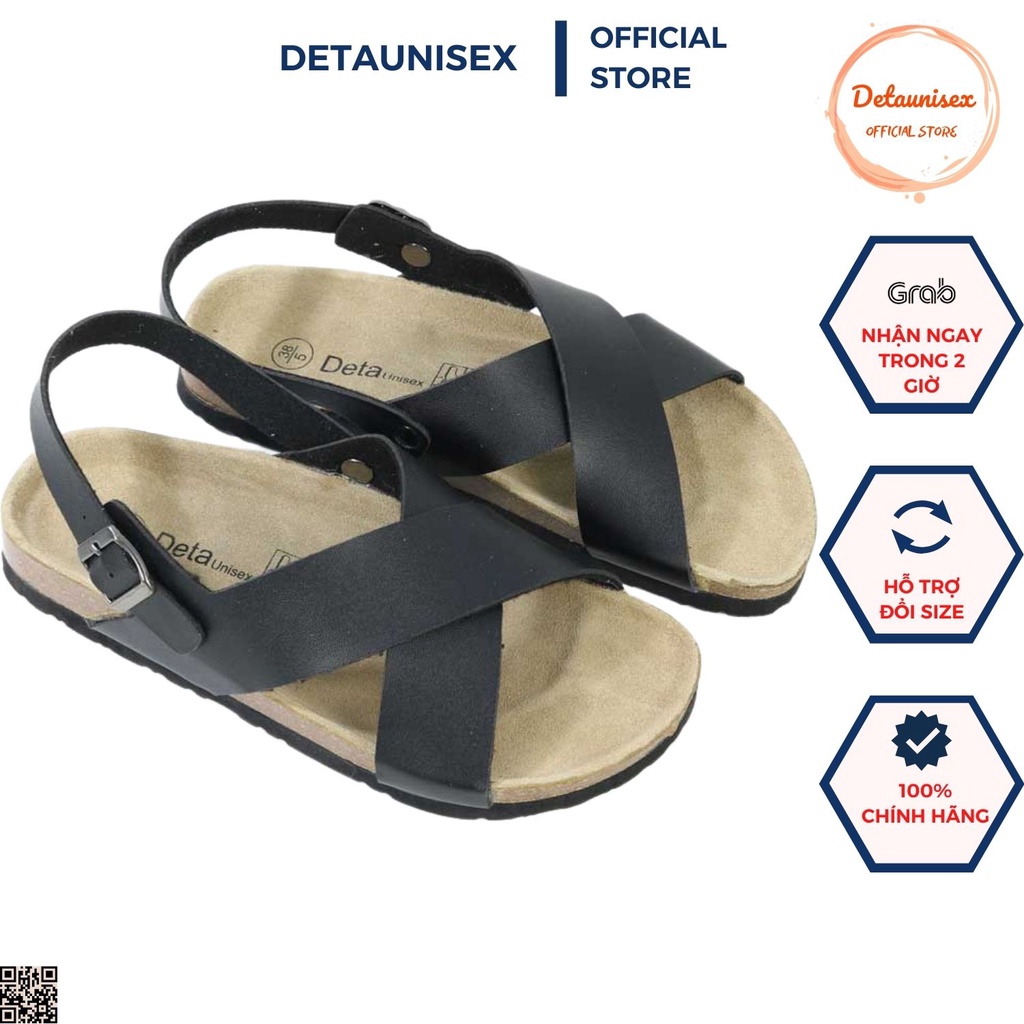 Detaunisex Black Rice Husk Sole Cross Strap Sandals for Men and Women Code SATA23D | Shopee Malaysia