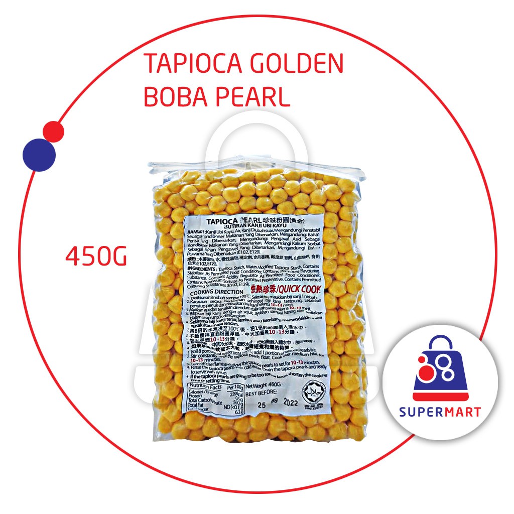 Boba GOLDEN PEARL / GOLDEN BOBA / GOLDEN TAPIOCA 450GRAM HALAL (TOPPING ...