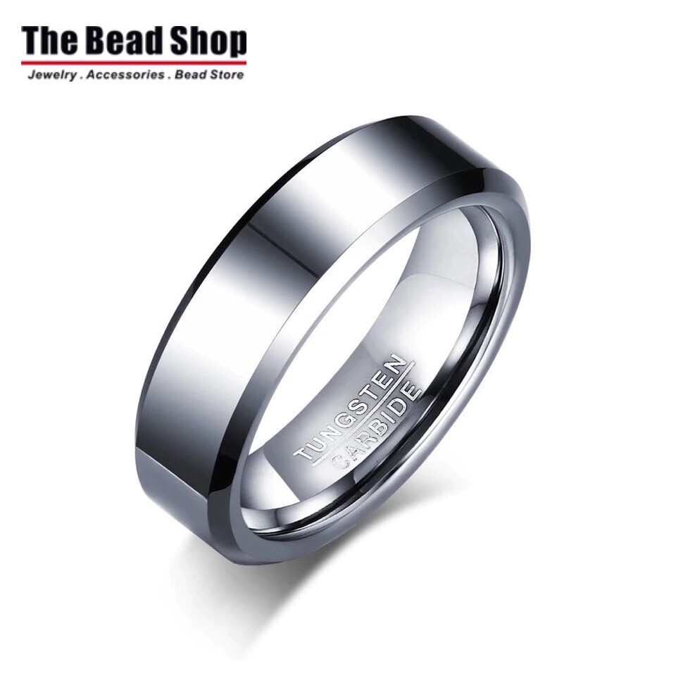 【READY STOCK】100% Solid Classic 6mm Shinning Tungsten Ring Men Women ...