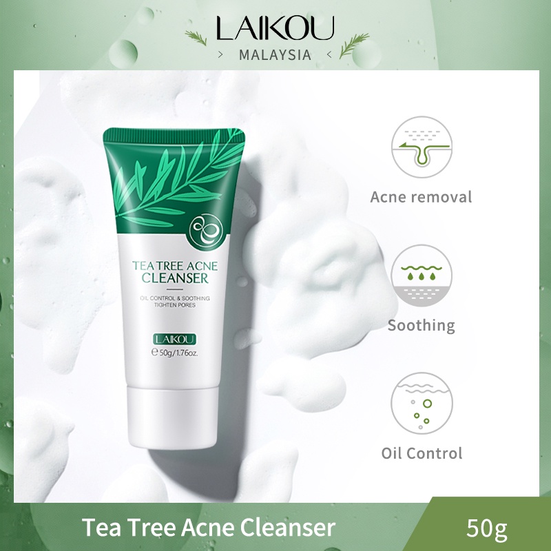 LAIKOU Tea Tree Acne Cleanser Oil Control Pores Blackhead Cleansing ...
