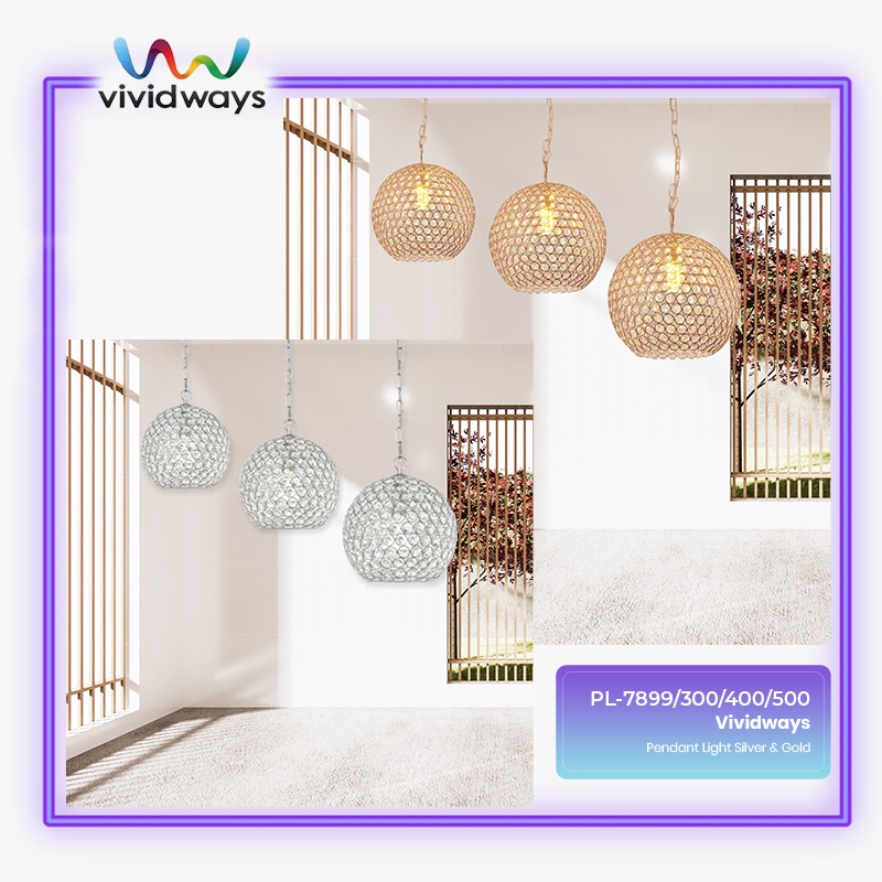 K2 VIVIDWAYS PENDANT LIGHT/PENDANT LAMP PL-7899/300/400/500 GOLD SILVER ...