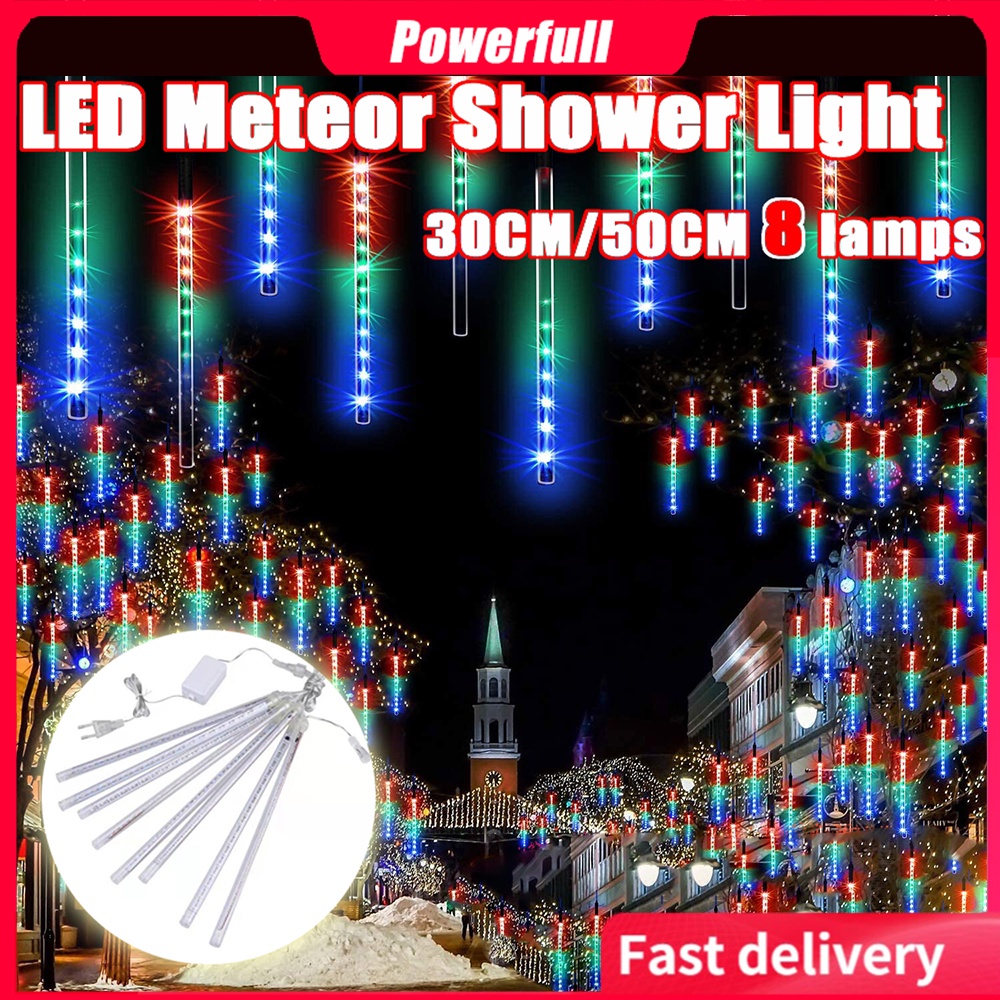 30/50CM Waterproof LED Meteor Shower Rain Lights, Falling Raindrop ...