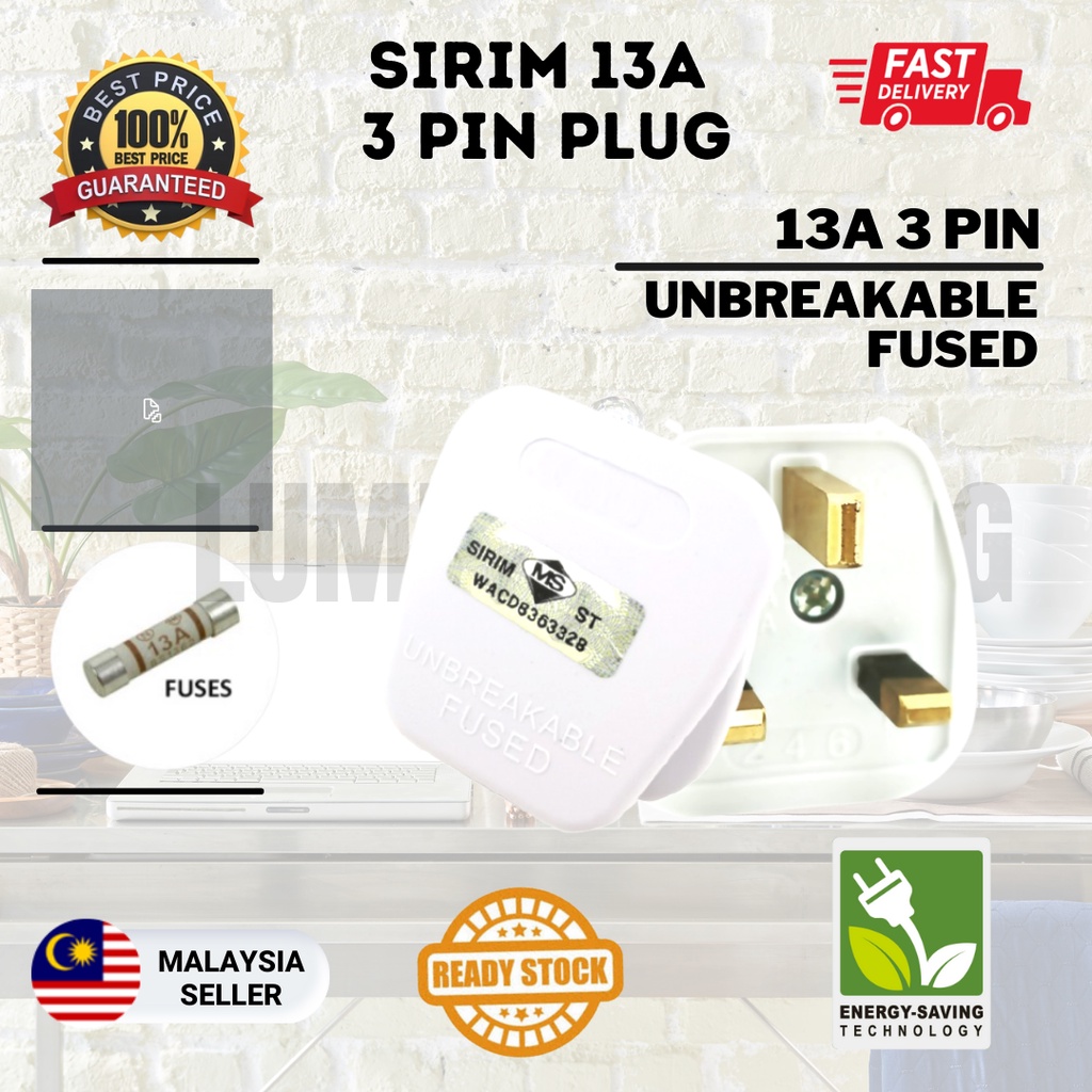 High Quality SIRIM 13A Plug Top 3 Pin Style UK Design Safety ...