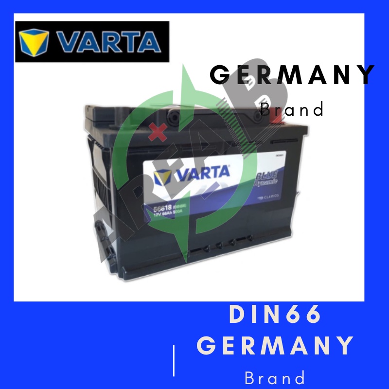 Varta Blue Dynamic SLI LN3 56618 DIN66 DIN66L Maintenance Free Car Battery | Made in Korea ...