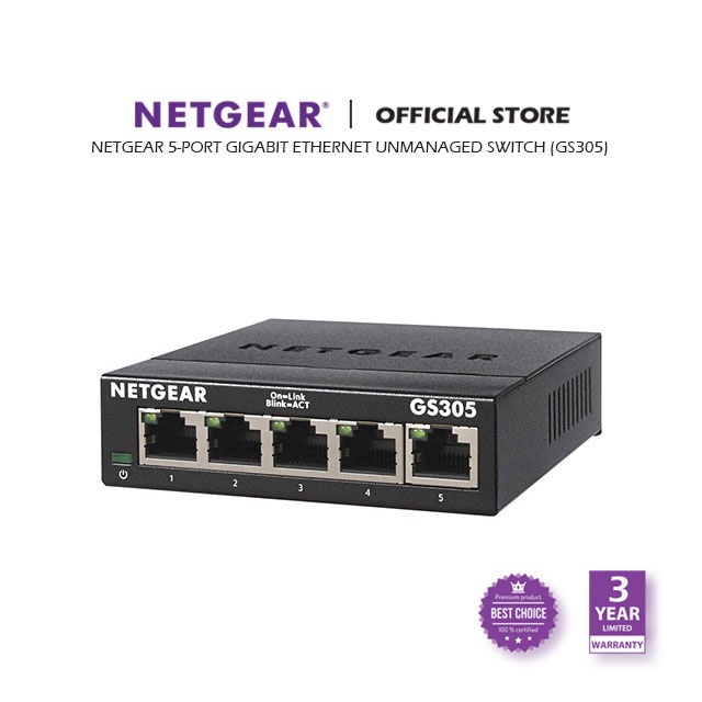 NETGEAR 5-Port Gigabit Ethernet Unmanaged Switch (GS305)【3 Years ...