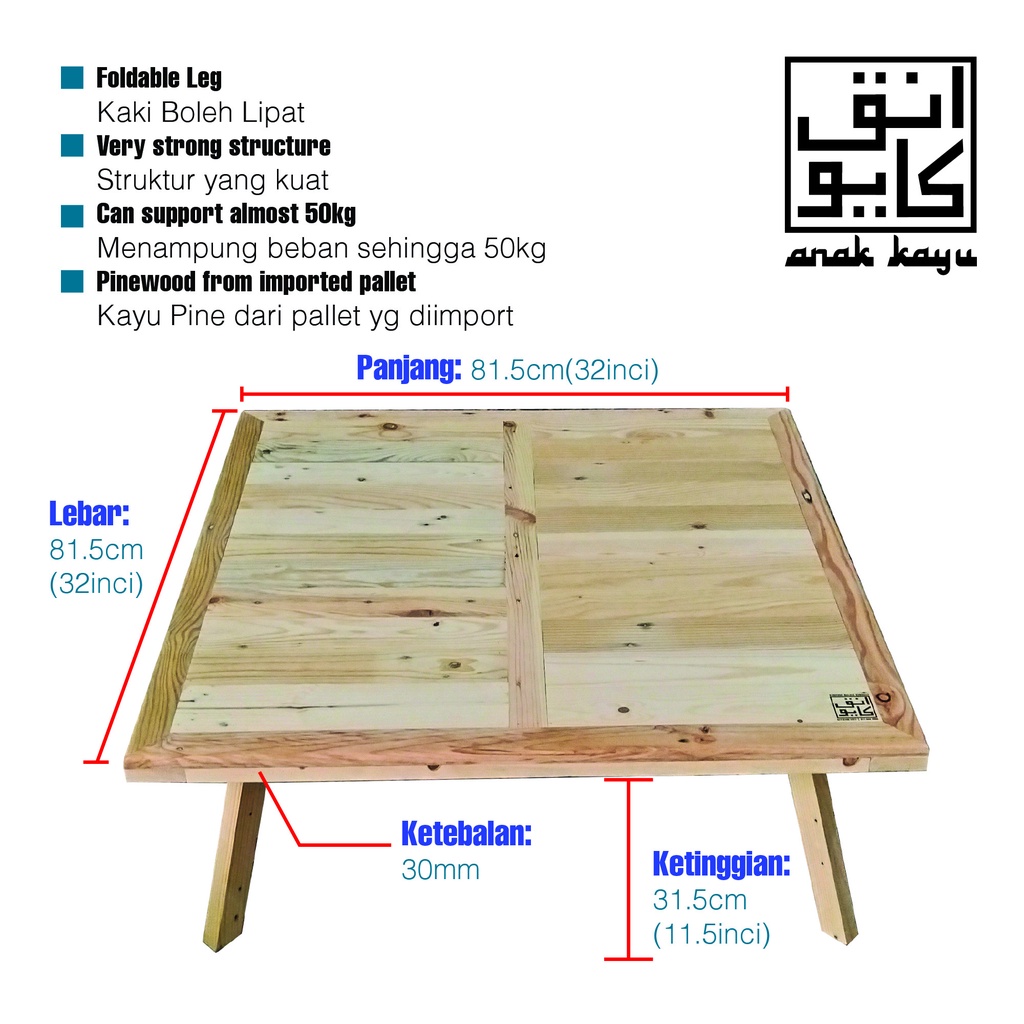 Anak Kayu | Japanese Dining Table | Meja Jepun Kaki Lipat | Coffee ...