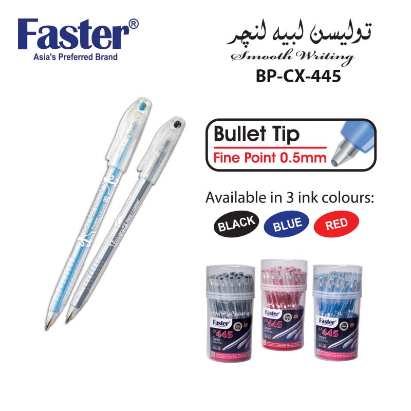 Faster BP-CX-445 Brilliant 0.5mm Ball Point Pen (25 pcs) (Black/Blue ...
