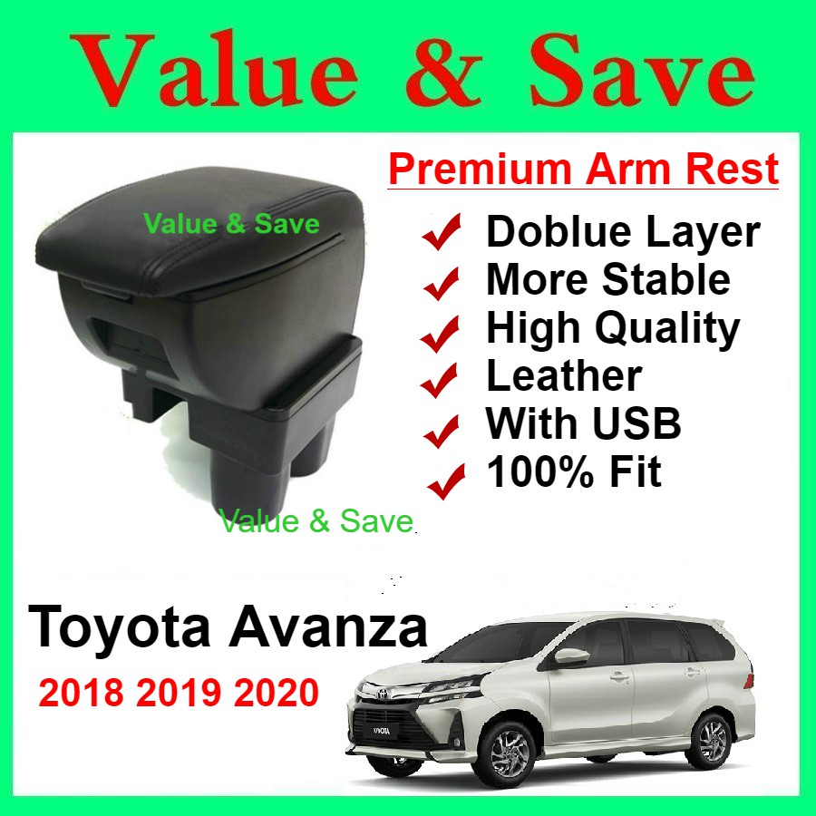 Toyota Avanza 2018 - 2022 Armrest PREMIUM Arm Rest 4 USB Black ...
