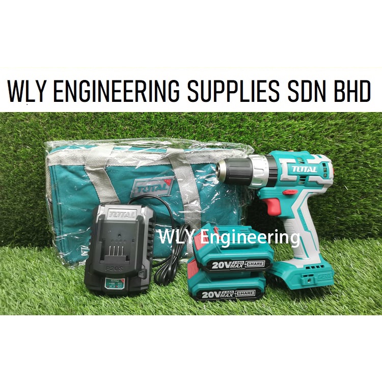TOTAL TIDLI20608 Brushless 20V 2.0Ah Cordless Impact Drill c/w ...
