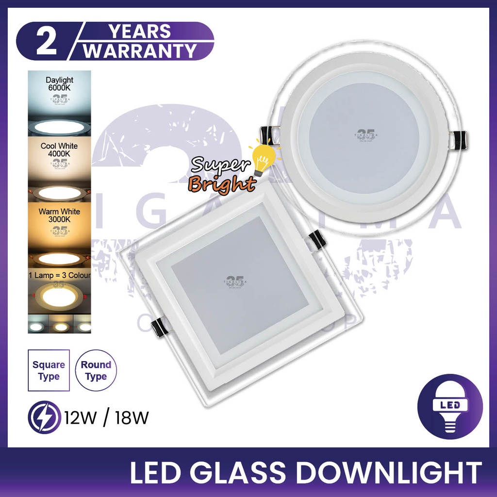 LED Glass Downlight 4Inch 12W / 6Inch 18W Round Square LED Panel Light ...