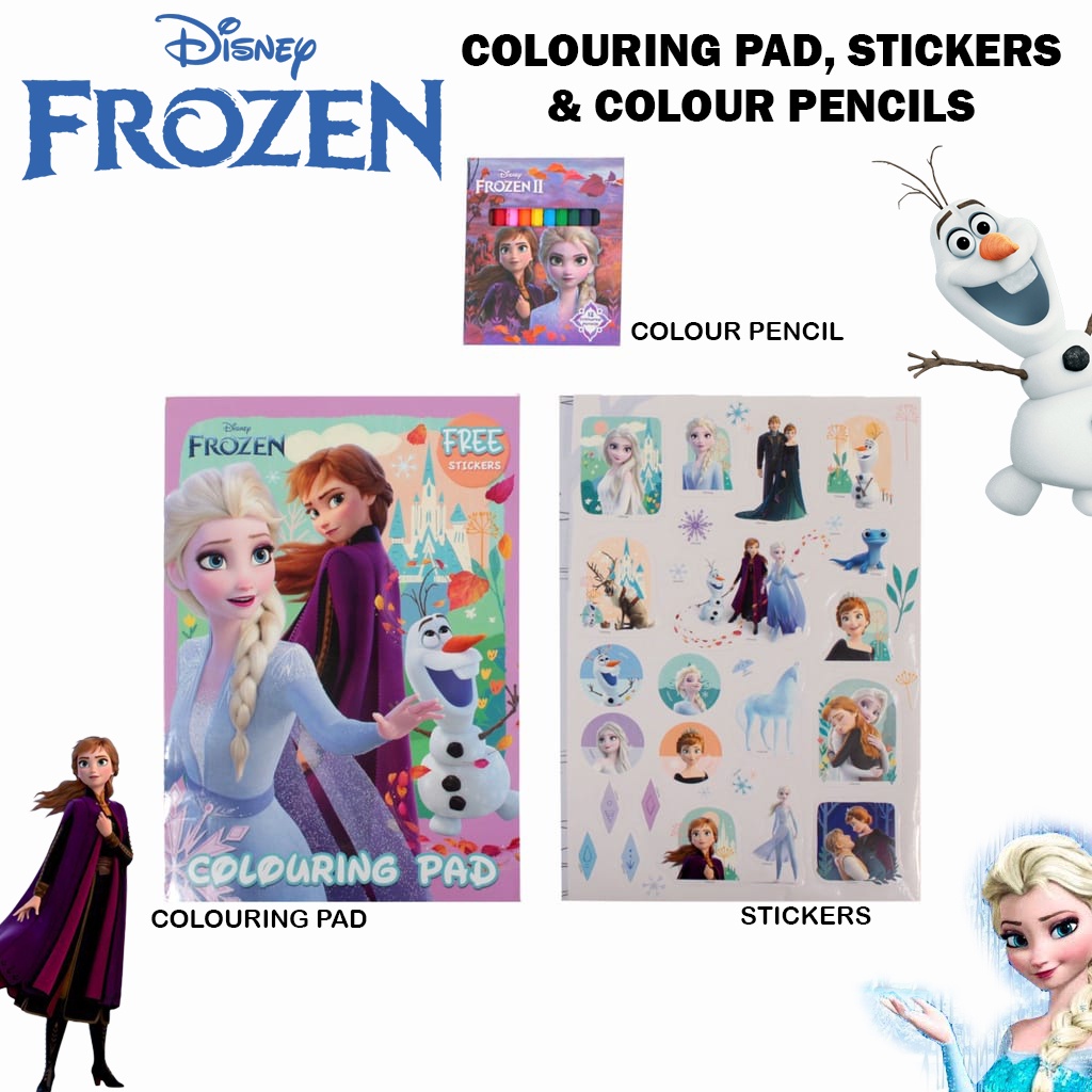Disney Frozen Colouring Book with Stickers Coloured Pencils / Buku ...
