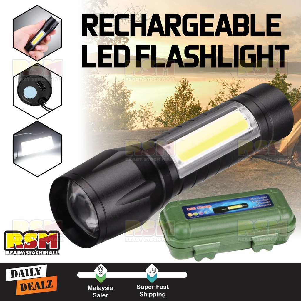 Mini Rechargeable Torchlight Flashlight Tactical Outdoor Zoomable 3 ...