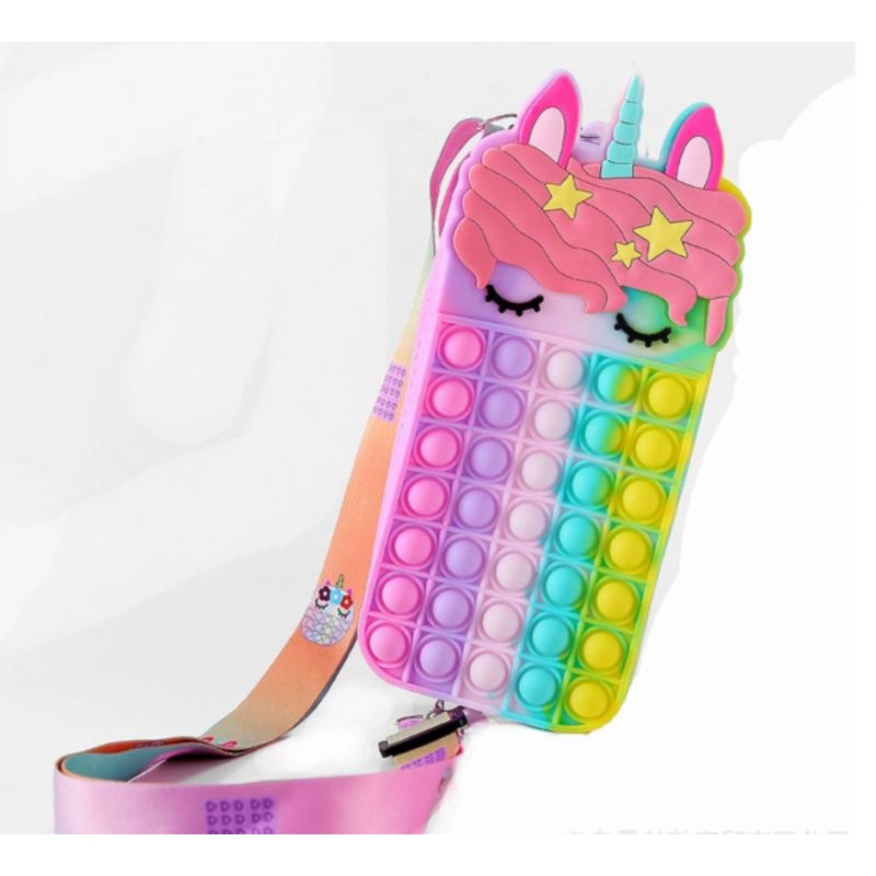 Colorful Pop It Popper Fidget Crossbody Sling Bag For Girl/ Big Unicorn ...