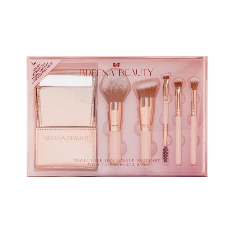 [Breena Beauty] Travel Mini 5pcs Makeup Brush Set with Pouch/Bag Pink ...