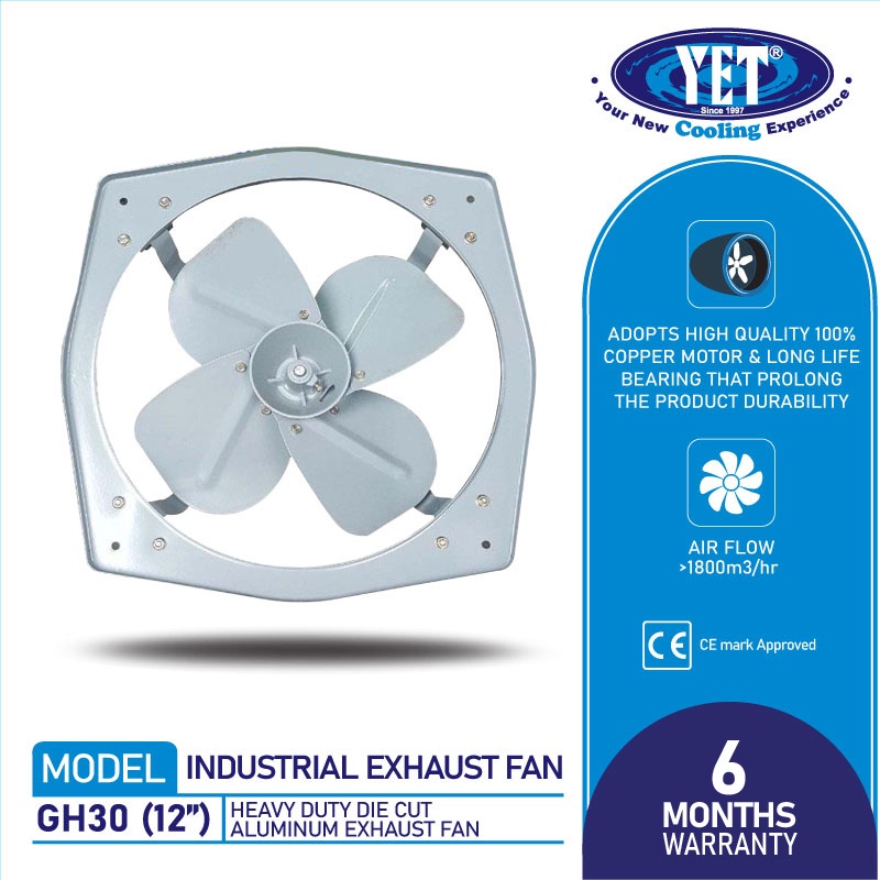 YET GH30 12" Inch Heavy Duty Industrial Exhaust Fan with High Quality ...