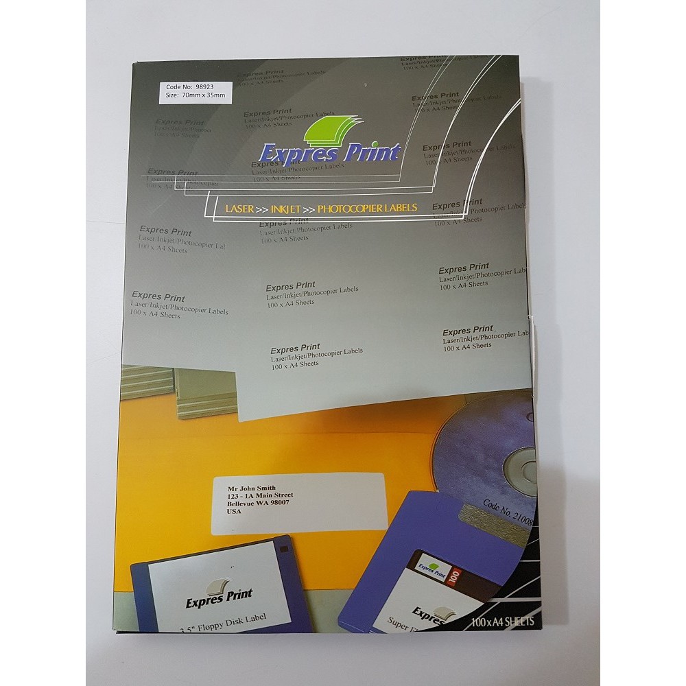 A4 Expres Print Label for Inkjet, Laser and Photocopier Labels with 24 ...