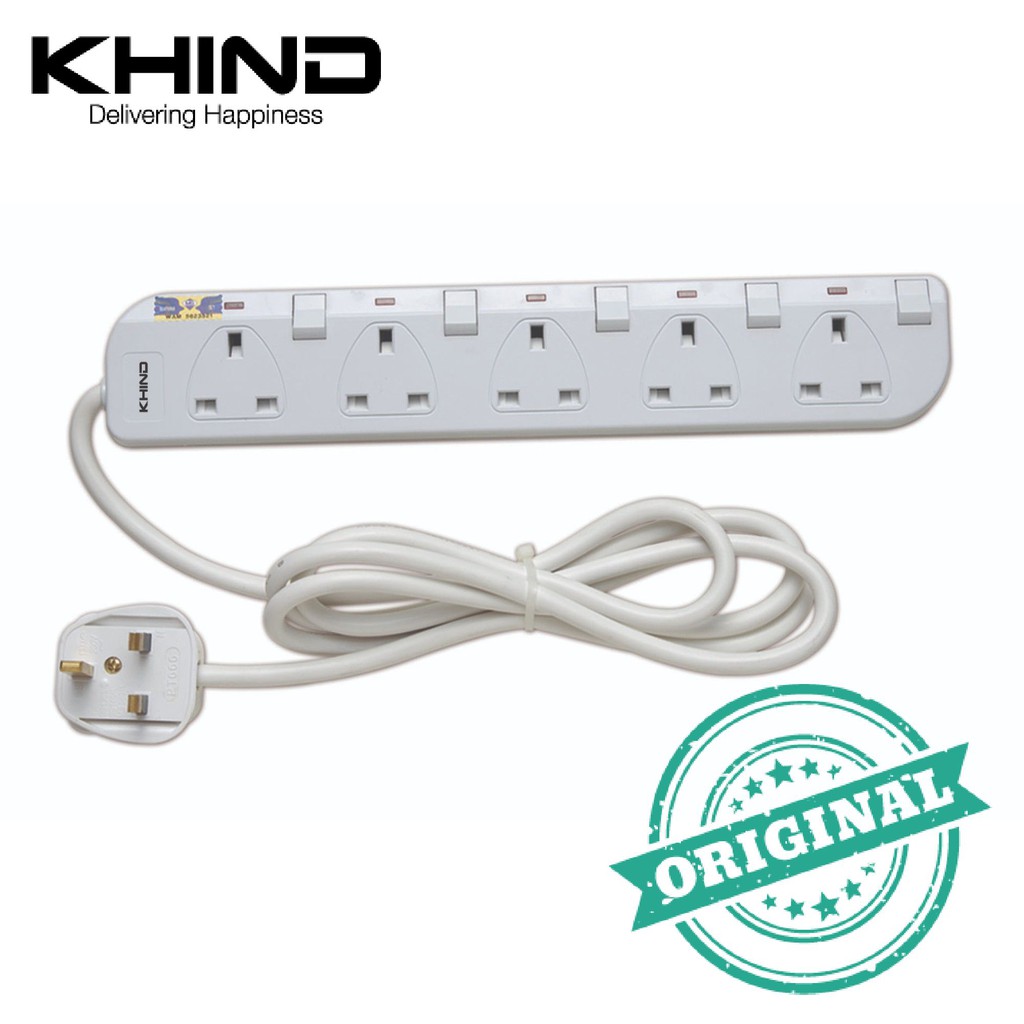 Khind LN8135W 5 Ways Gang Trailing Socket ( Extension Cord ) | Shopee ...