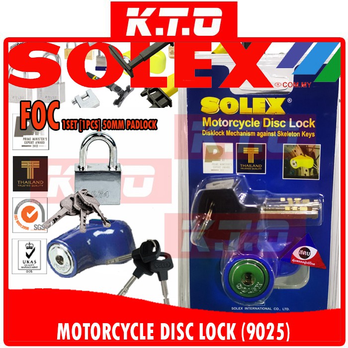 (MODEL: 9025) SOLEX HEAVY DUTY PREMIUM BRASS MOTORCYCLE DISC BRAKE LOCK ...