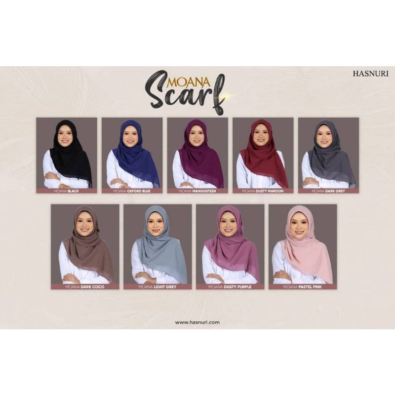 Scarf Moana by Hasnuri (tudung bawal plain bidang 45 kain Sakura ...