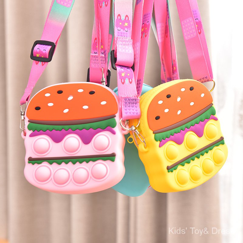 Hamburger Push Pop It Sling Bag Cute Coin Pouch MCD Burger Sensory ...
