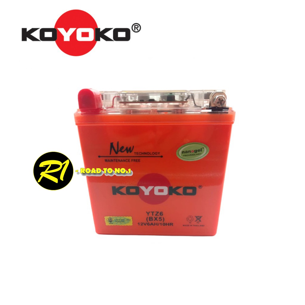 KOYOKO MOTORCYCLE BATTERY YTZ6 (BX5) 12V6AH/10HR | Shopee Malaysia