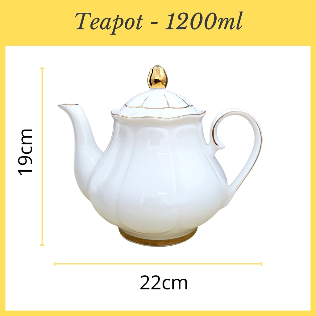 White Porcelain Teapot English Tea Pot 1200ml Bone China Nordic Teapot ...