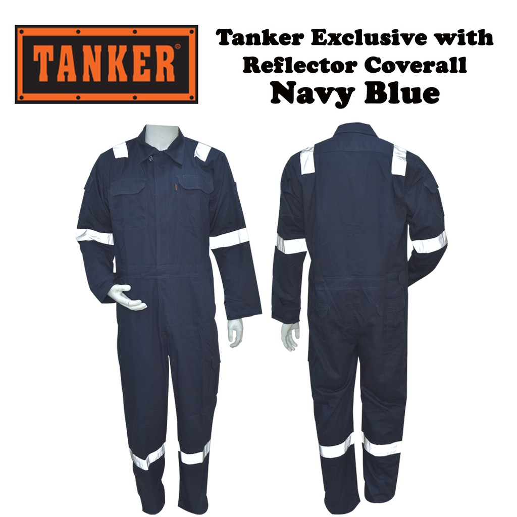 Tanker Exclusive with Reflector Coverall - Navy Blue | Shopee Malaysia