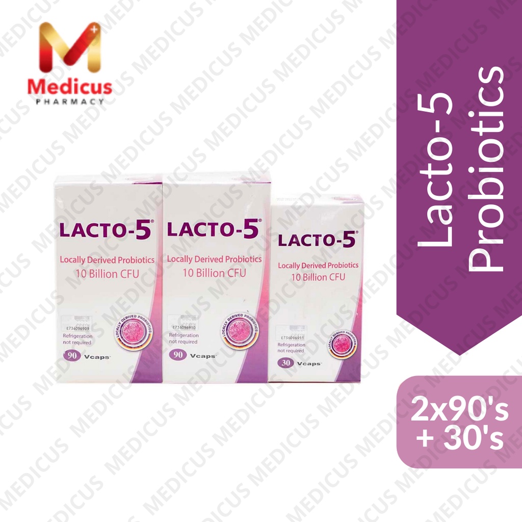 LACTO-5 Locally Derived Probiotics 10 Billion CFU 2X90's + 30's (Exp ...