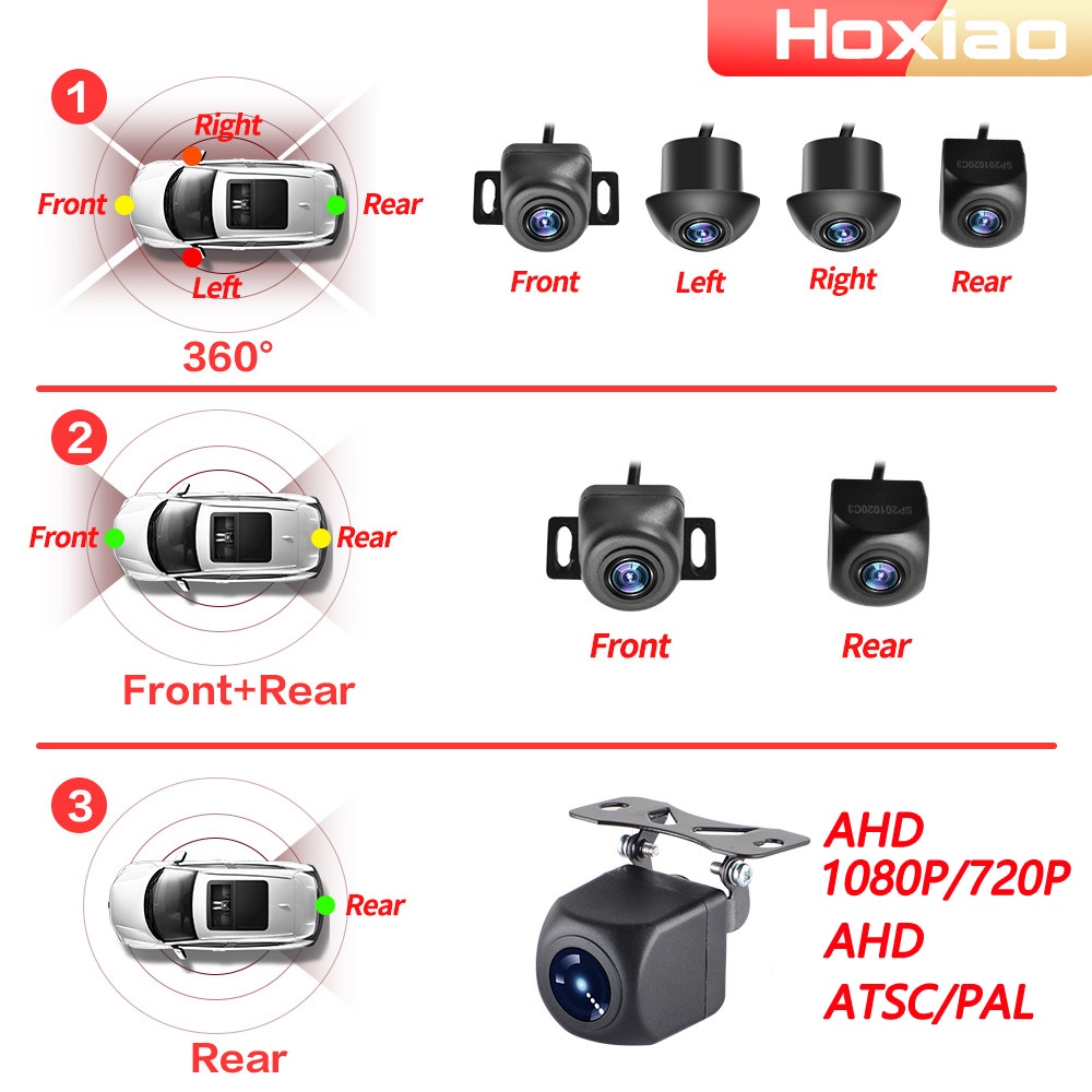 Car Rear View Camera AHD 1080P 720P NISC/PAL 360° front back left and ...