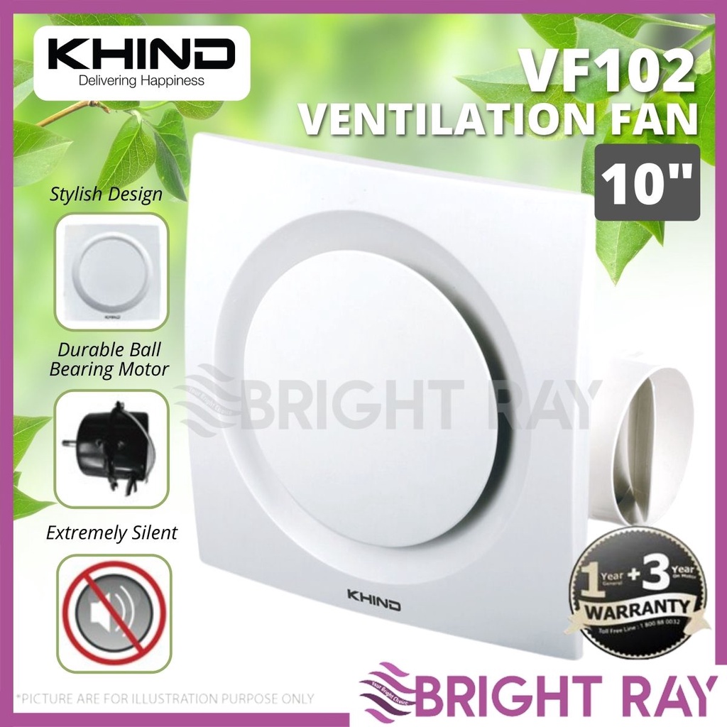 Khind 10" Ventilation Fan VF102 Exhaust Fan Ceiling Type White Colour ...