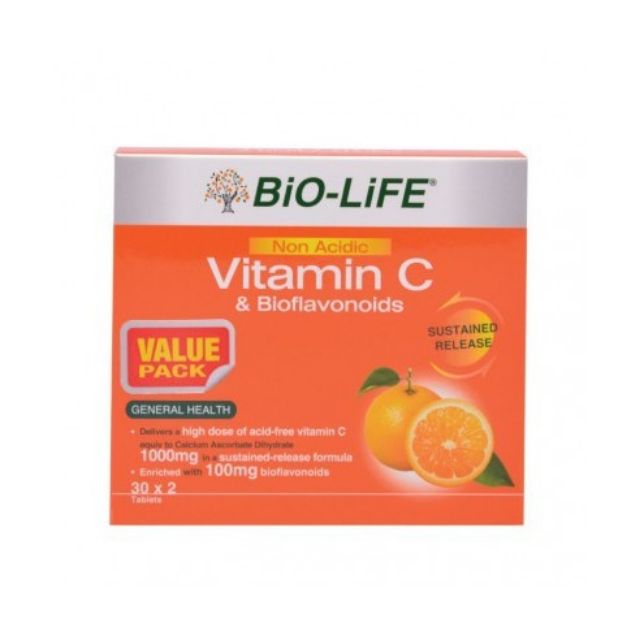 Biolife Non Acidic Vitamin C & Bioflavonoids 1000mg 30sx2 | Shopee Malaysia