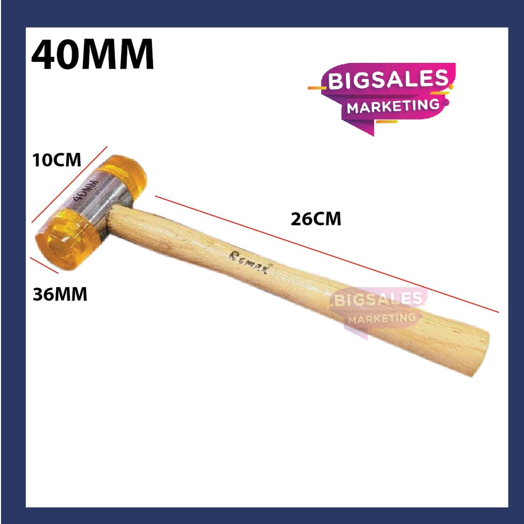 REMAX Double Soft Face Rubber Mallet Hammer With Wooden Handle / Tukul ...