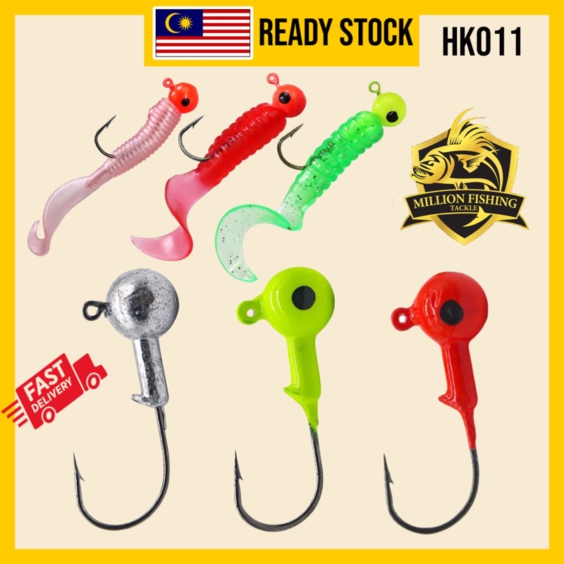 【HK011】3PCS 5PCS Mata kail Jig Head Fishing Hook Softplastic casting ...